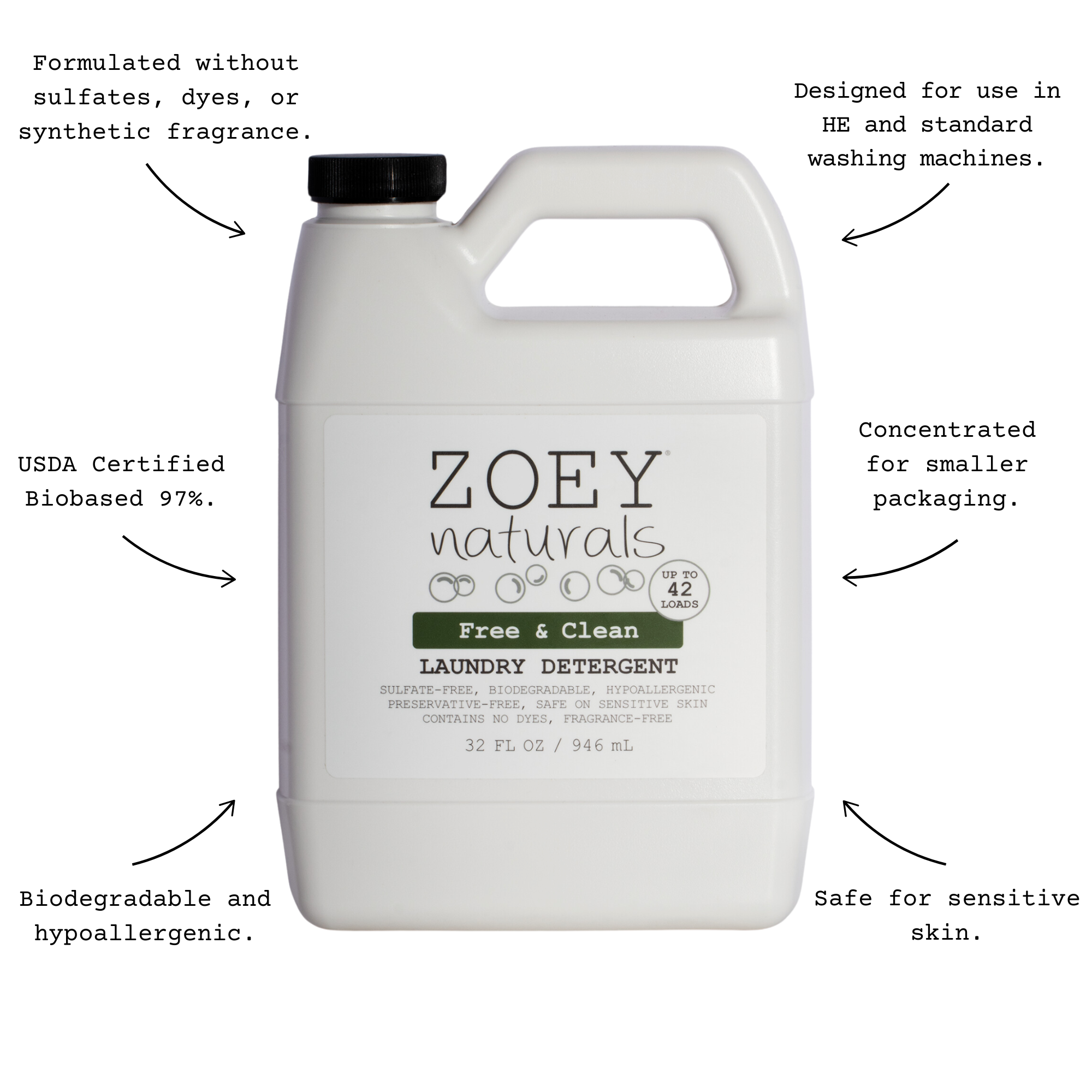 Zoey Naturals Baby Safe Free & Clean Laundry Detergent